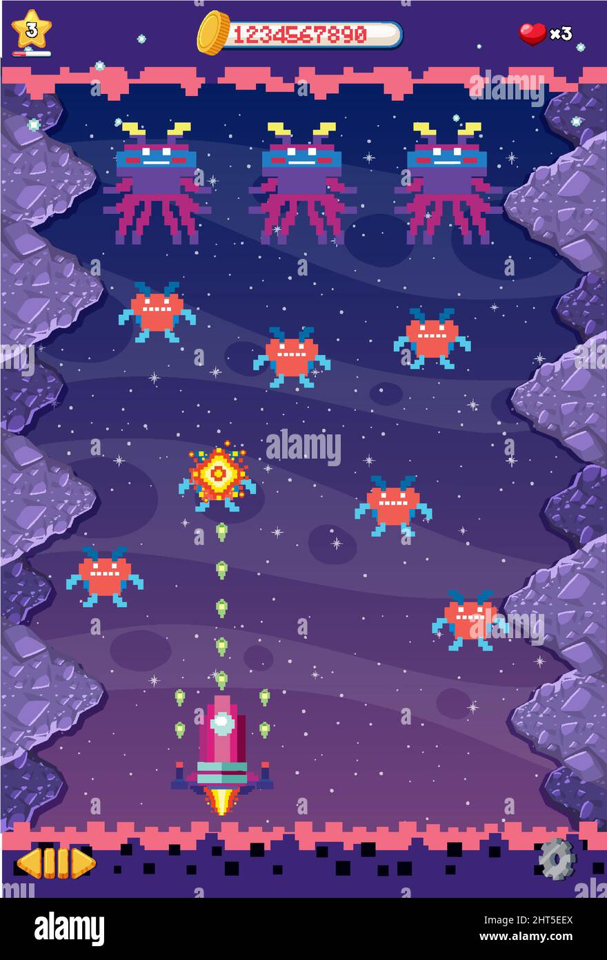 Retro pixel space game interface illustration Stock Vector Image & Art ...