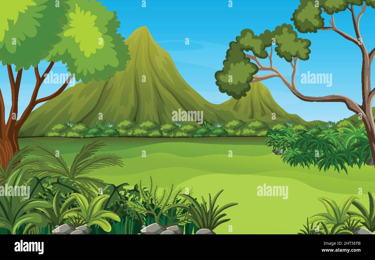 Prehistoric forest scene background illustration Stock Vector Image ...