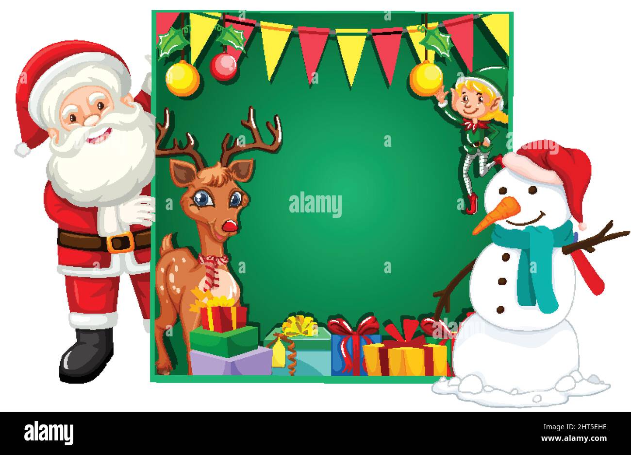 Empty board with Santa Claus and snowman illustration Stock Vector ...