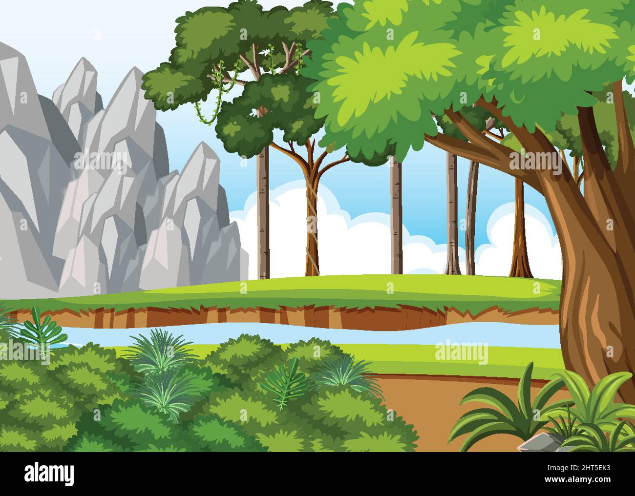 Prehistoric forest scene background illustration Stock Vector Image ...