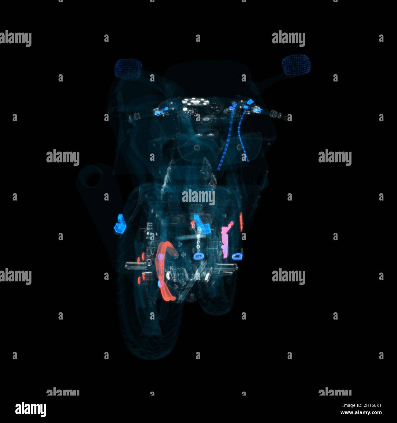 Abstract motorcycle consisting of glow points and lines. 3d ...
