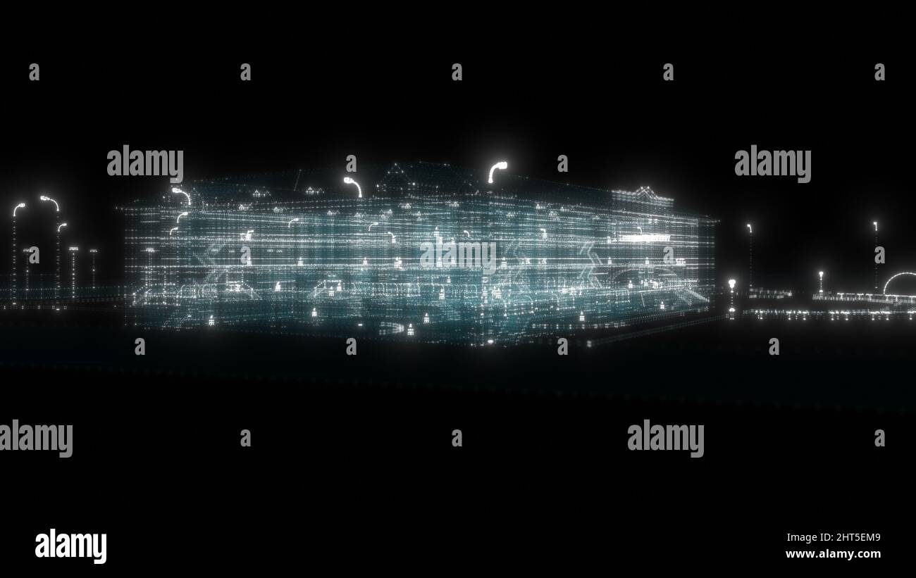 3D Digital house of particles Stock Photo - Alamy