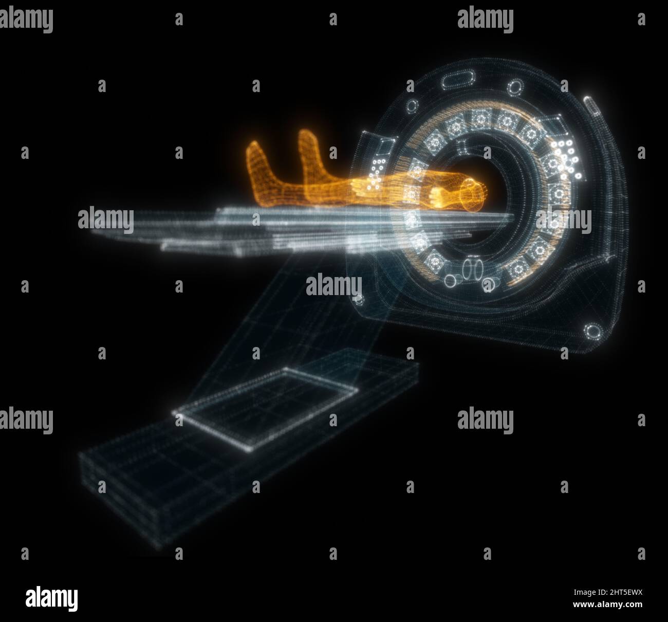 Digital MRI scan with patient Hologram. Medicine and Technology Concept ...