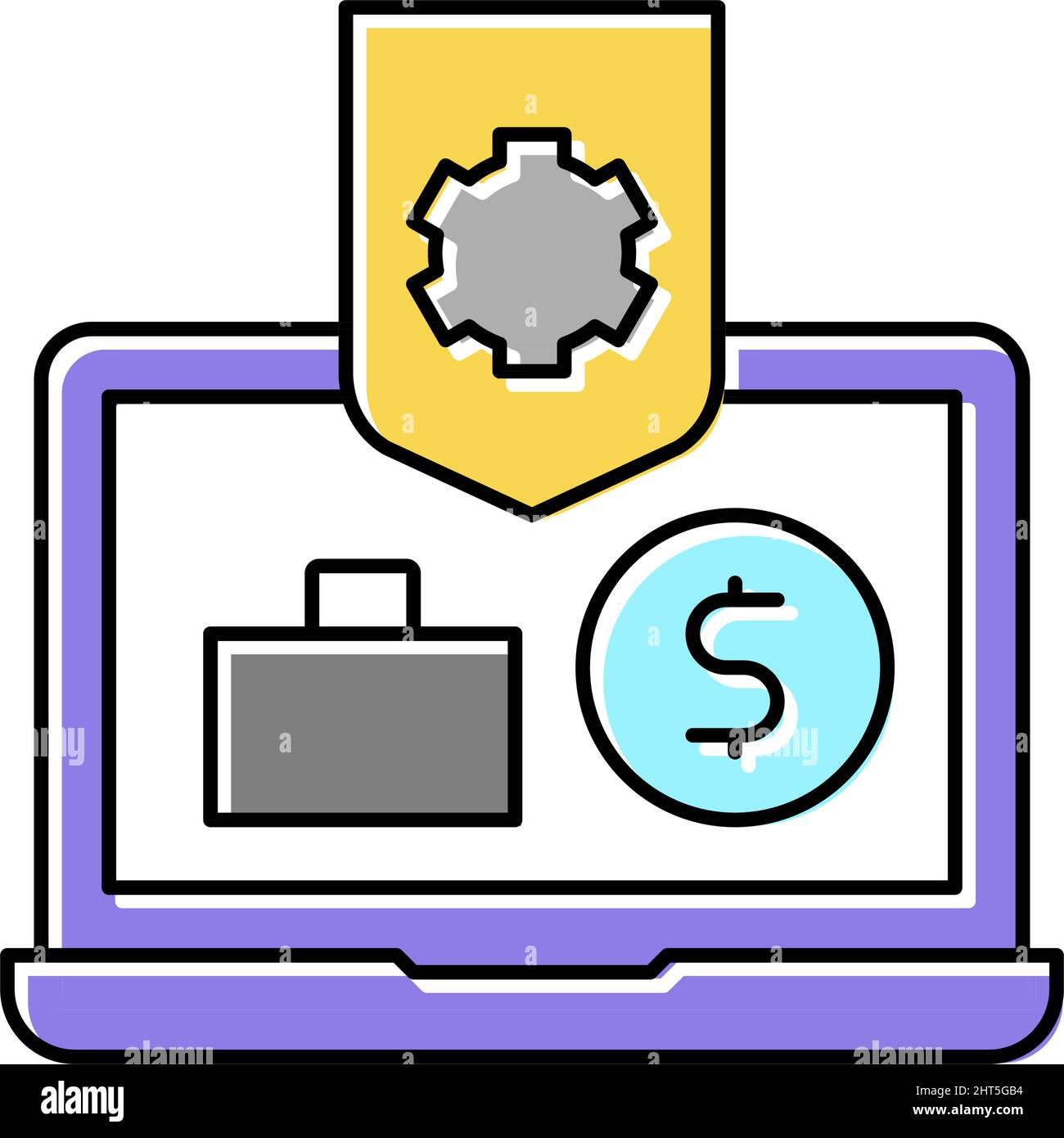 business laptop protect process color icon vector illustration Stock ...
