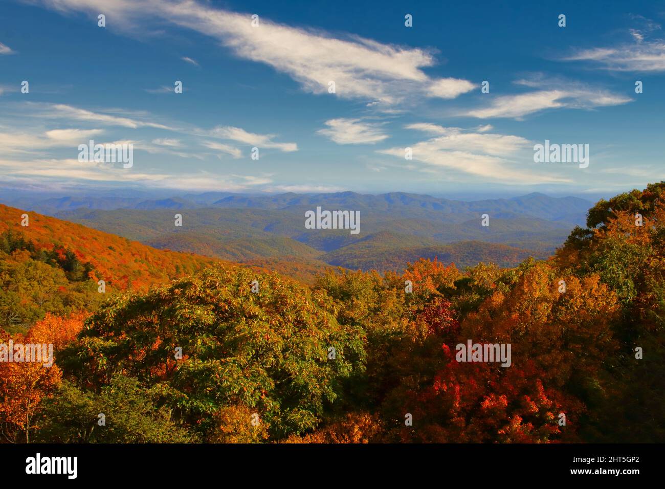 Mesmerizing view of autumn trees in Blue Ridge parkway Stock Photo - Alamy