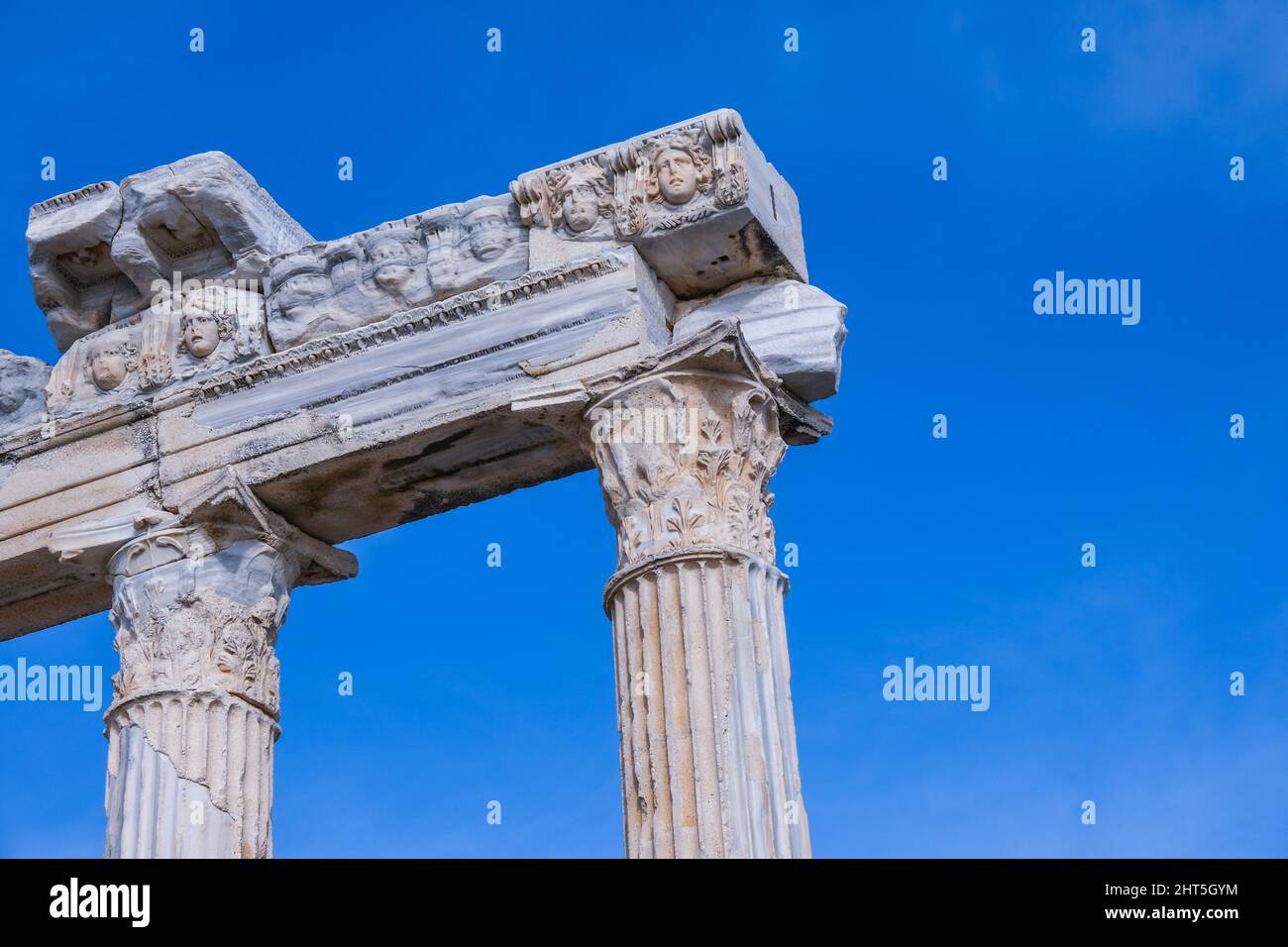 Temple of Apollo with blue sky background, Greek and Roman ancient ...