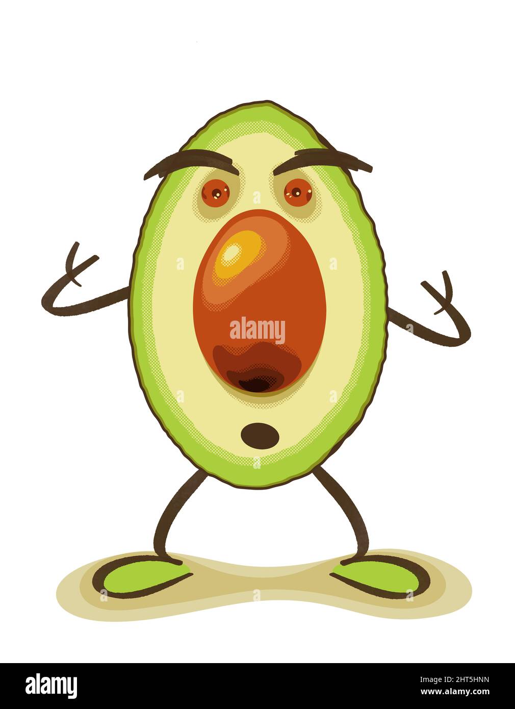Illustration of a retro-style avocado figure Stock Photo - Alamy
