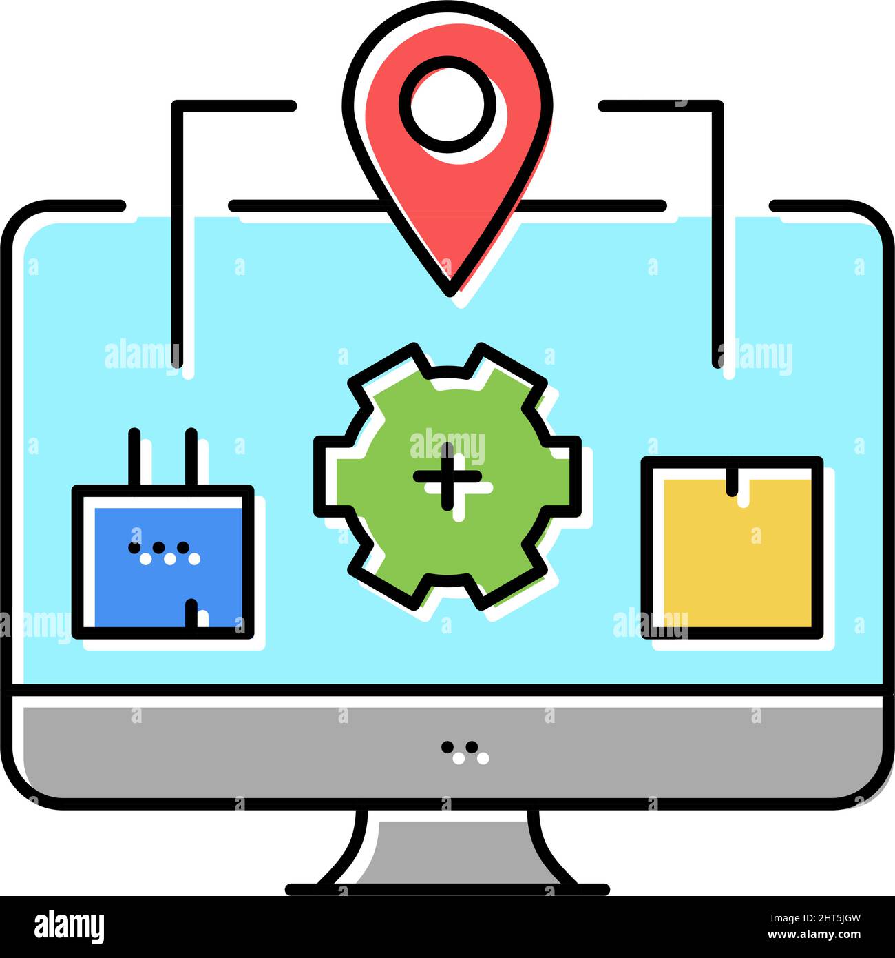 production to client logistics process color icon vector illustration ...