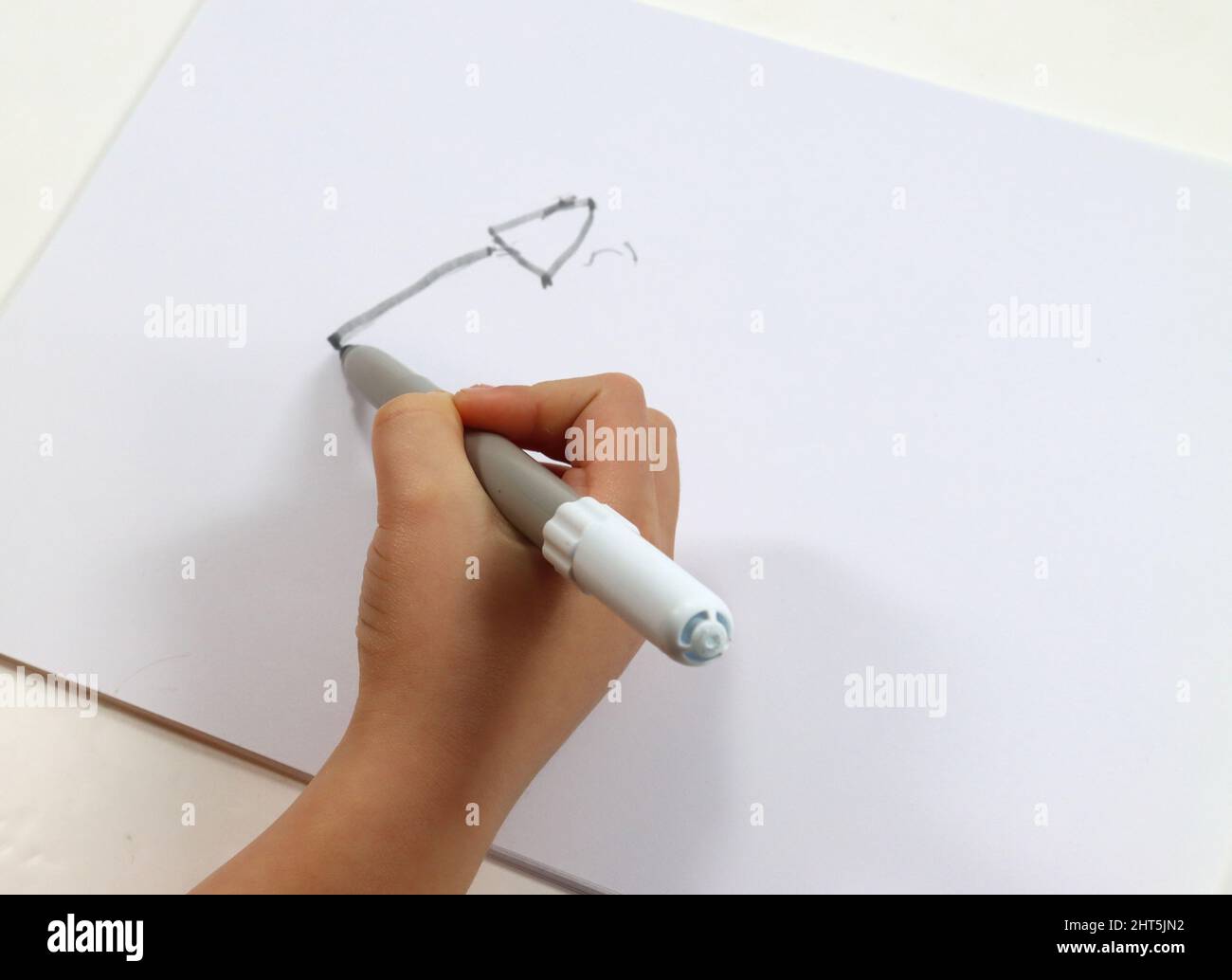 Closeup of child hands drawing with a marker Stock Photo - Alamy