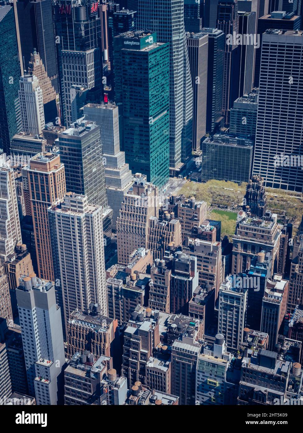 View of New York's famous high-rise building seen from above Stock ...