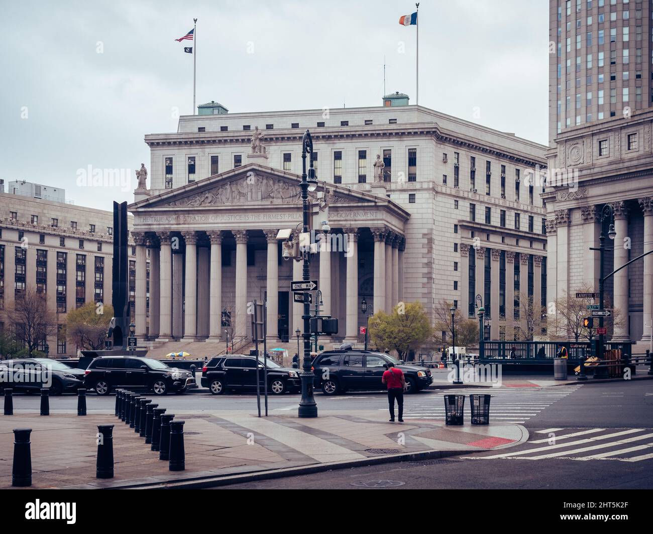Streets and buildings of New York, United States on a windy day Stock ...