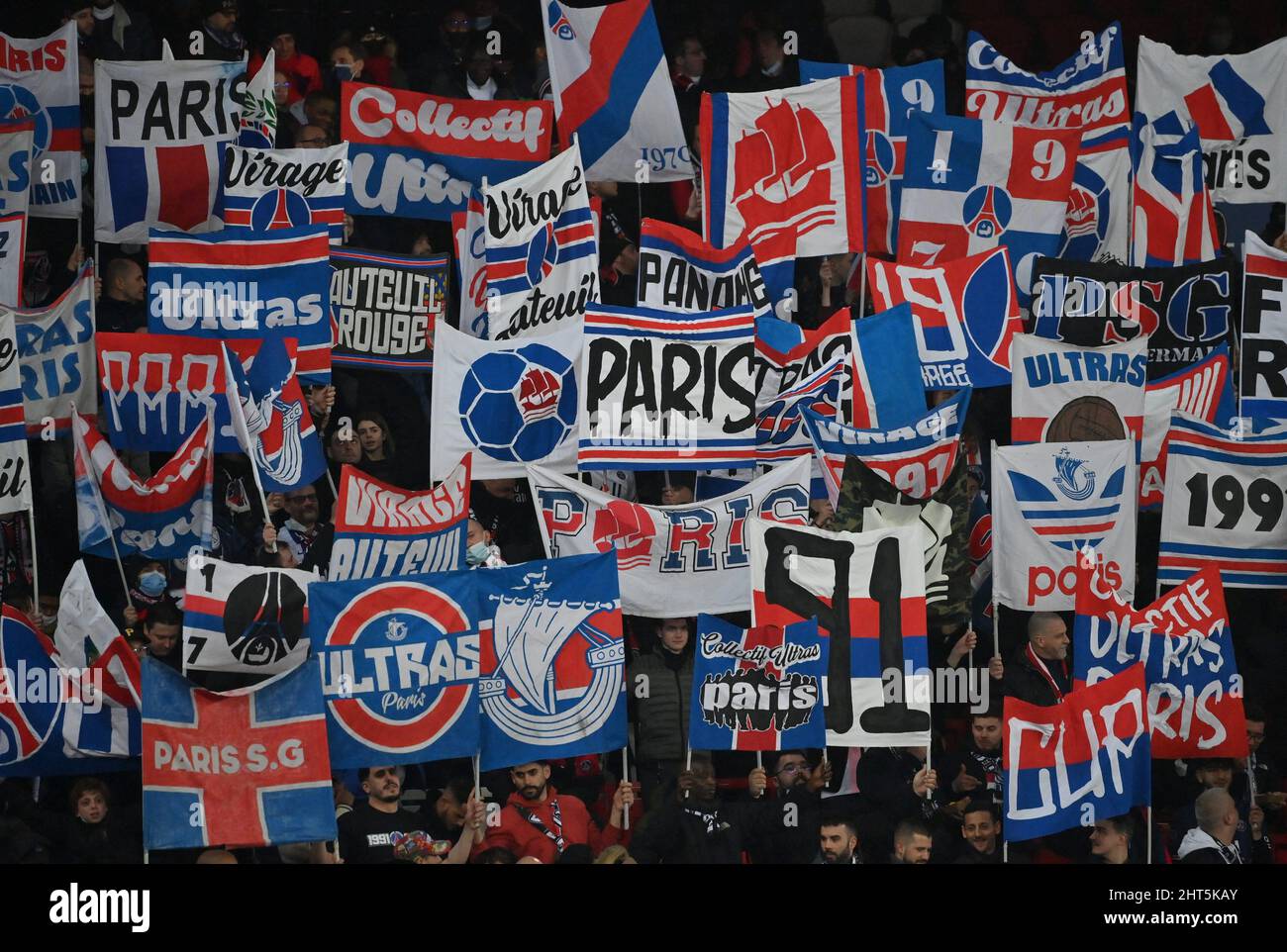 Paris Saint-Germain's fans during the French L1 football match between ...