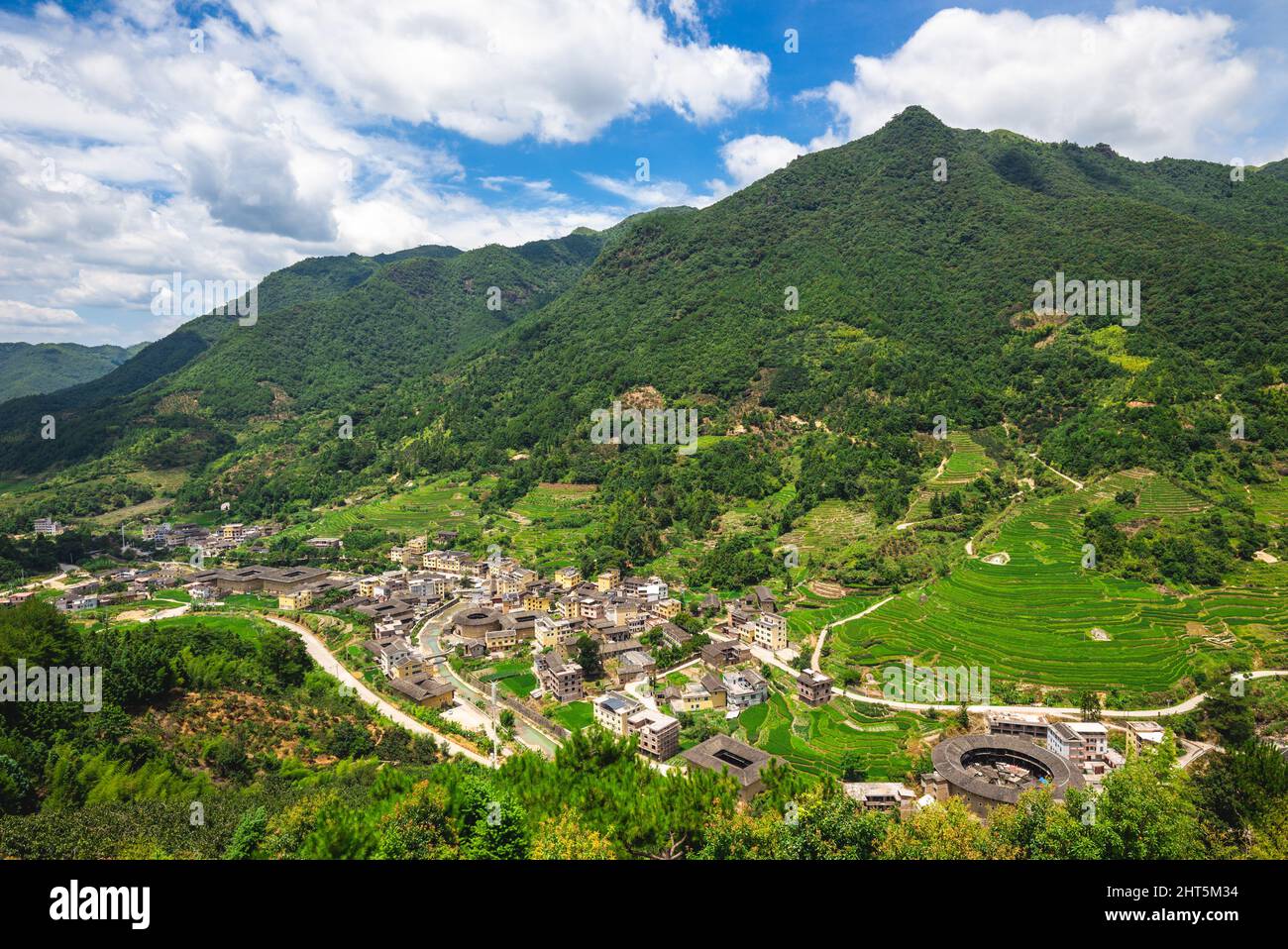 Nanxi Tulou cluster, aka tulou great wall, in yongding, fujian, china ...