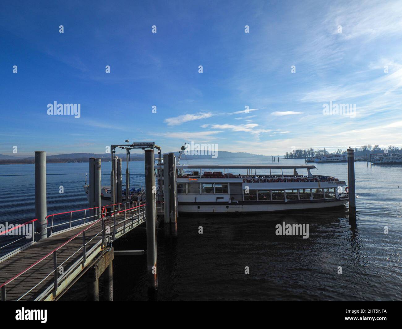Ship in Lake Maggiore near Angera's coast from Arona in Italy Stock ...