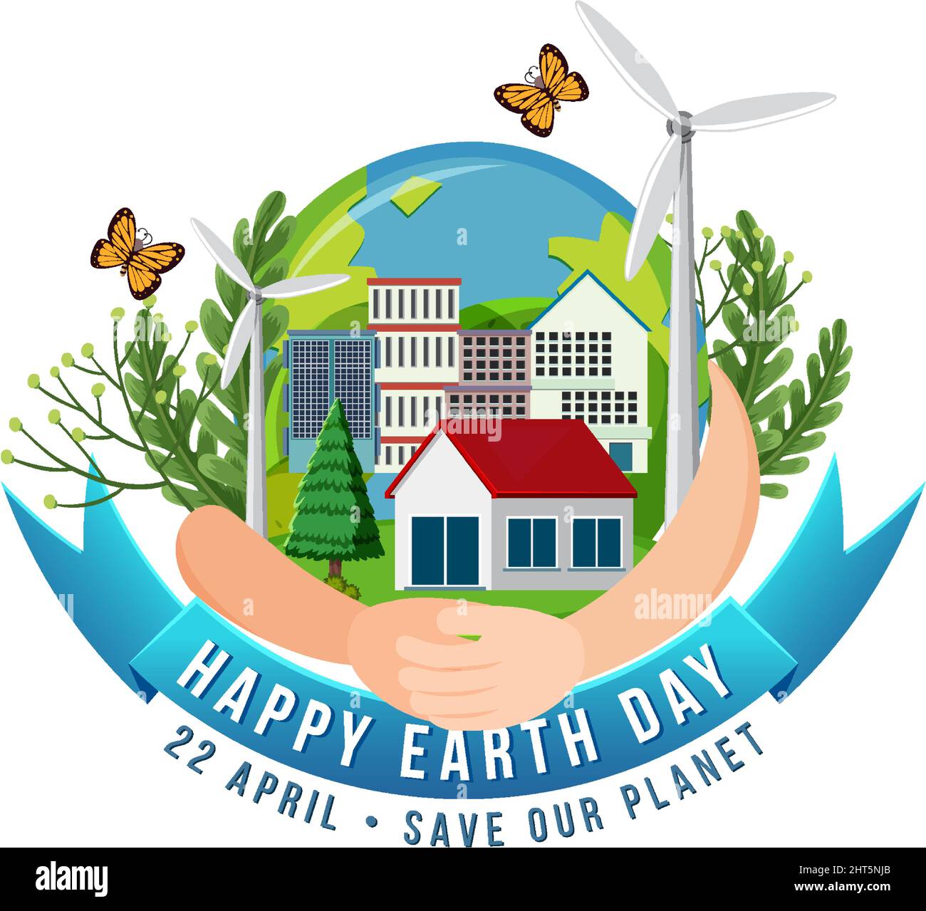 Happy Earth Day on 22 April poster design illustration Stock Vector ...