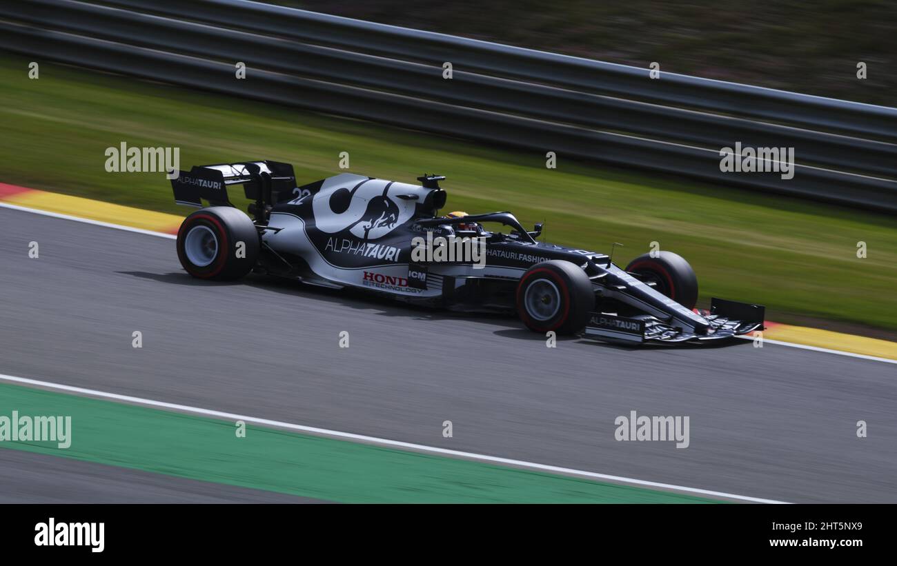 Ferrari formula 1 truck on the road at Circuit de Spa-Francorchamps ...