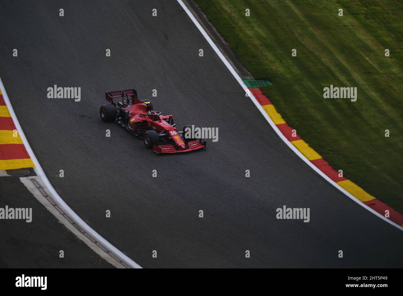 Closeup of a race car during Formula 1 at Circuit de Spa-Francorchamps ...