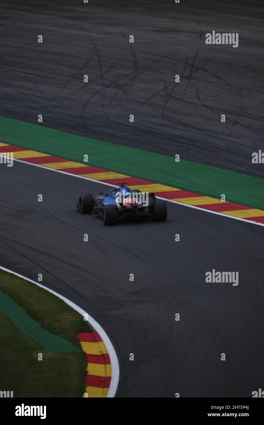 Vertical shot of the Formula 1 car at Circuit de Spa-Francorchamps ...