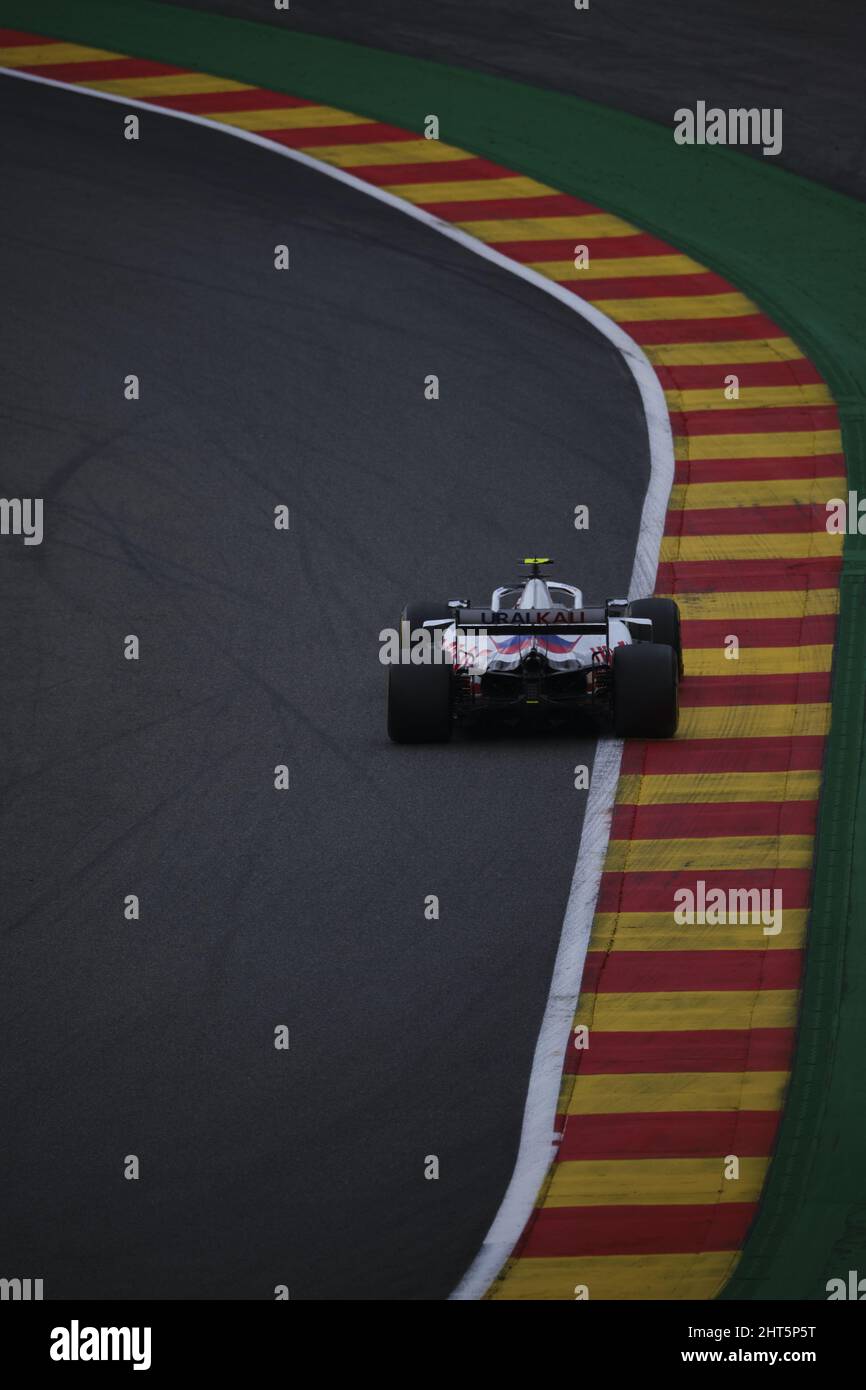 Vertical shot of the Formula 1 car at Circuit de Spa-Francorchamps ...