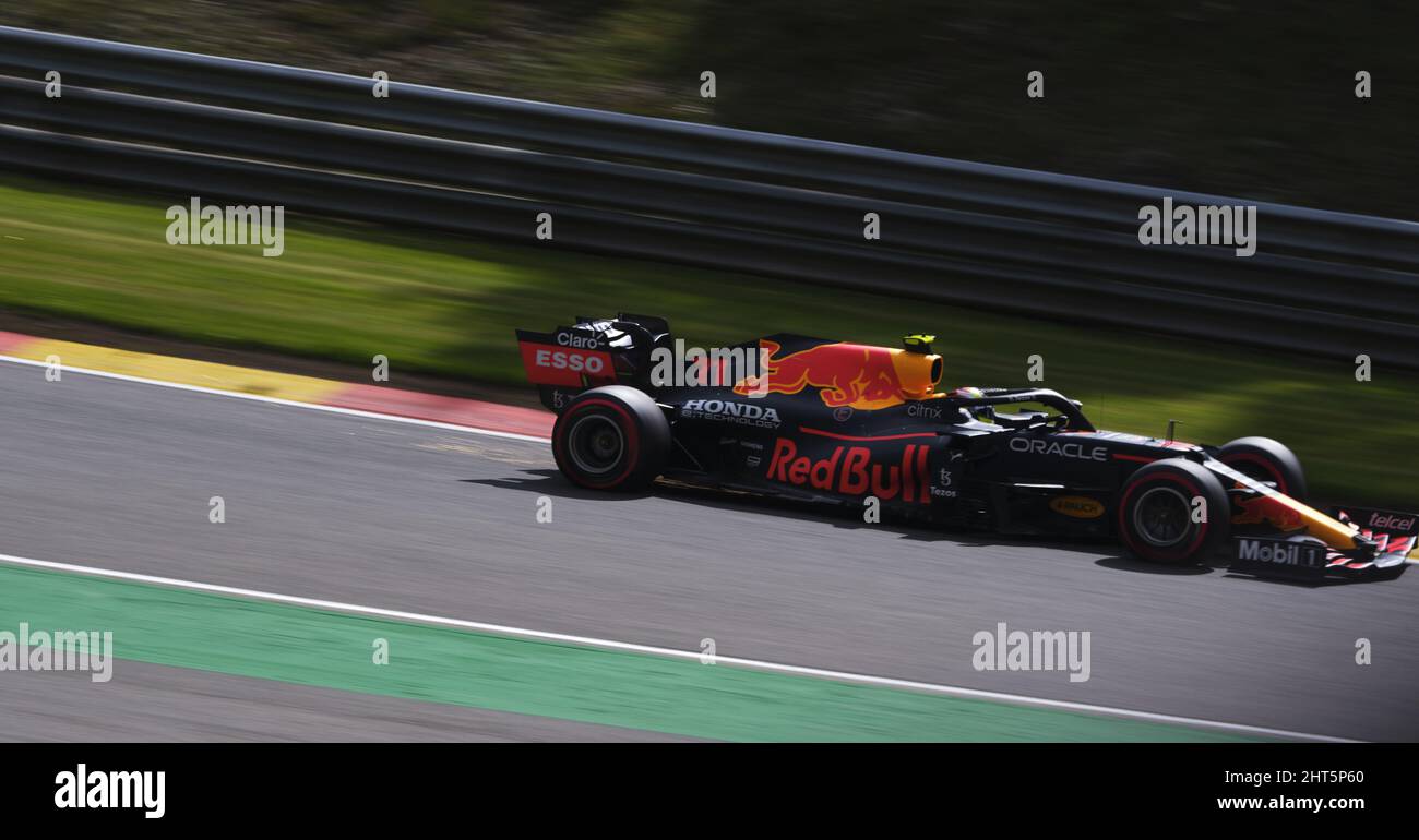 Ferrari formula 1 truck on the road at Circuit de Spa-Francorchamps ...