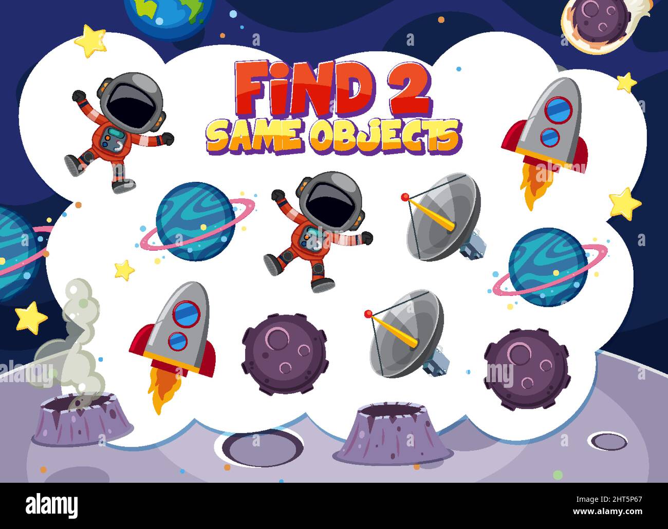 Find object game template of space illustration Stock Vector Image ...