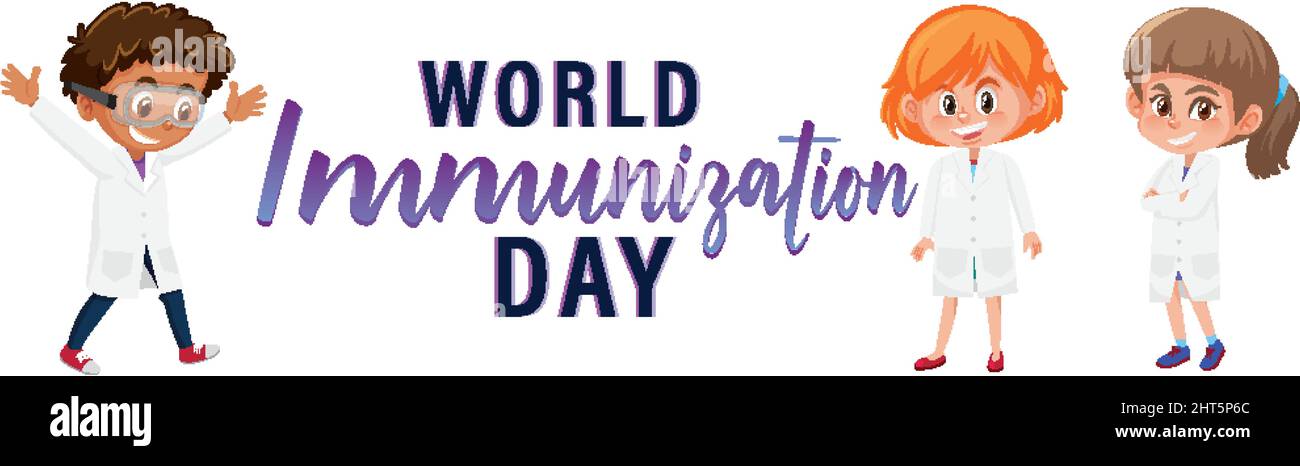 Poster design for world immunization day with kids illustration Stock ...