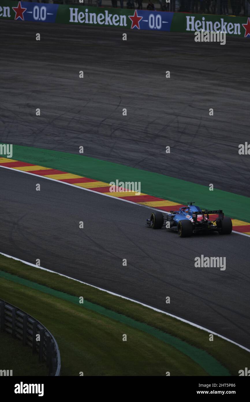 Vertical shot of the Formula 1 car at Circuit de Spa-Francorchamps ...