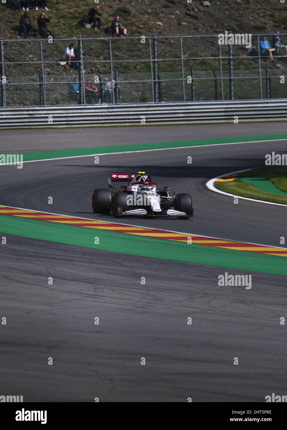 Vertical shot of the Formula 1 car at Circuit de Spa-Francorchamps ...