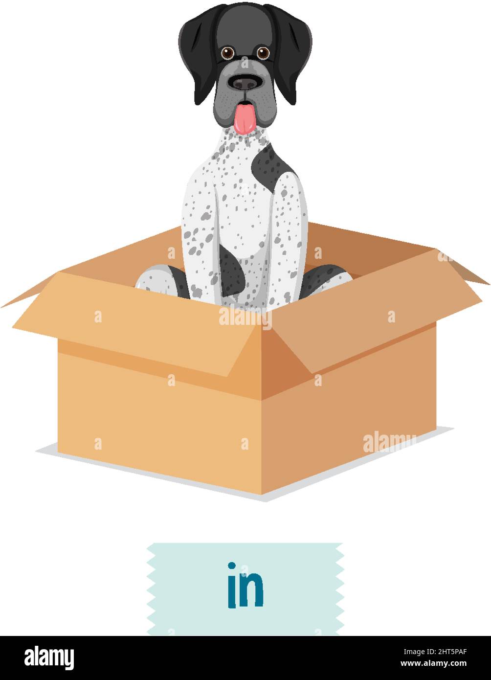 Preposition wordcard with dog in box illustration Stock Vector Image ...