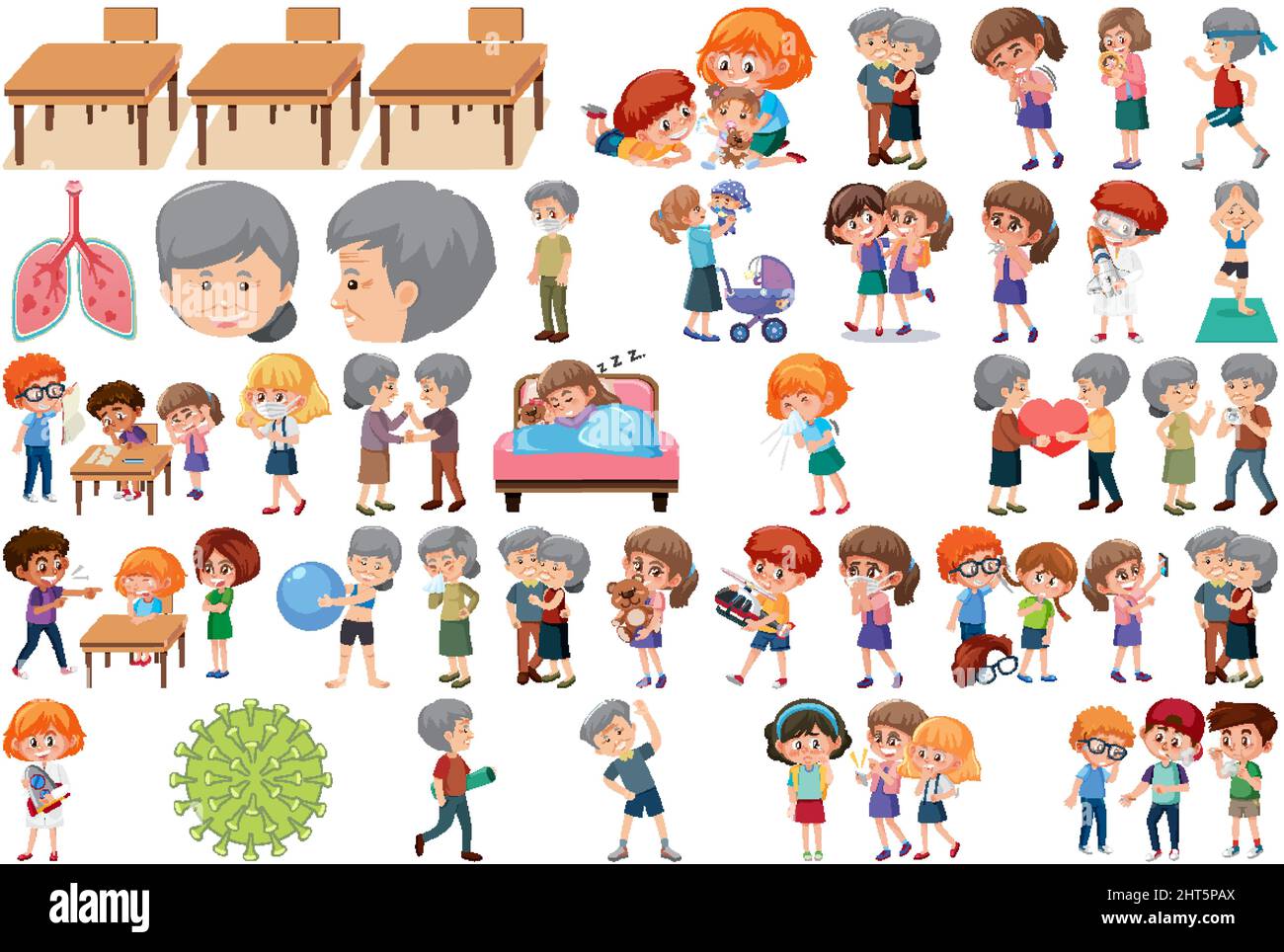 Set of different activities people in cartoon style illustration Stock ...