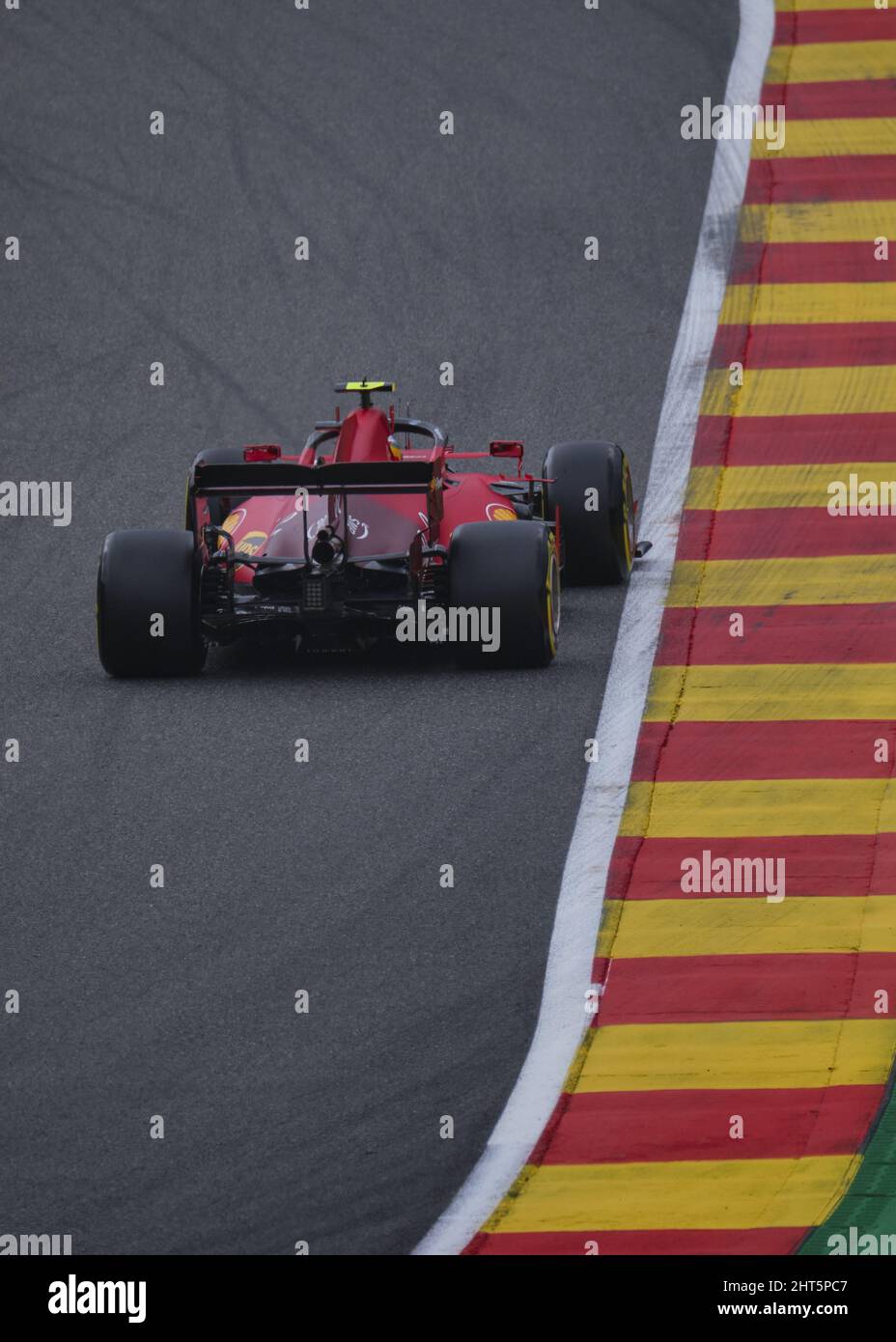 Closeup of a race car during Formula 1 at Circuit de Spa-Francorchamps ...