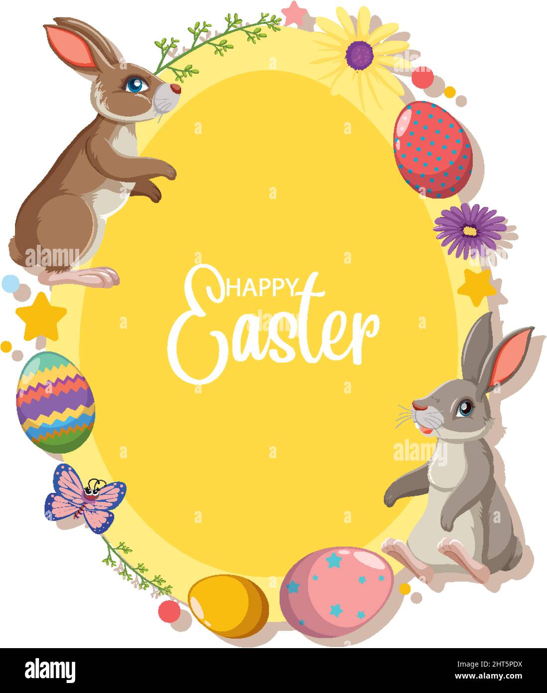 Easter poster design with bunny and eggs illustration Stock Vector ...
