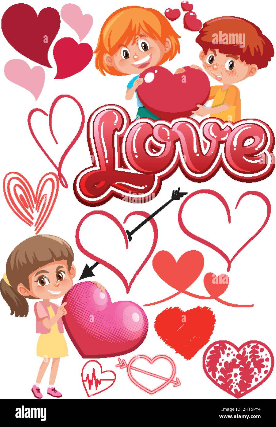 Valentine theme with many hearts illustration Stock Vector Image & Art ...