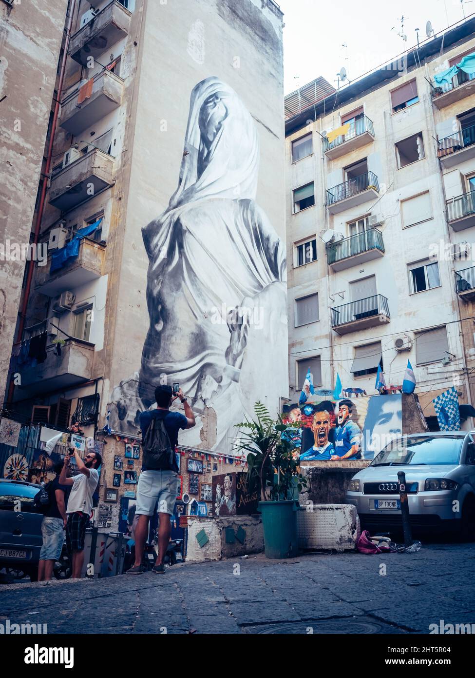 Vertical shot of famous mural "Murales Pudicizia" in Naples, Italy ...