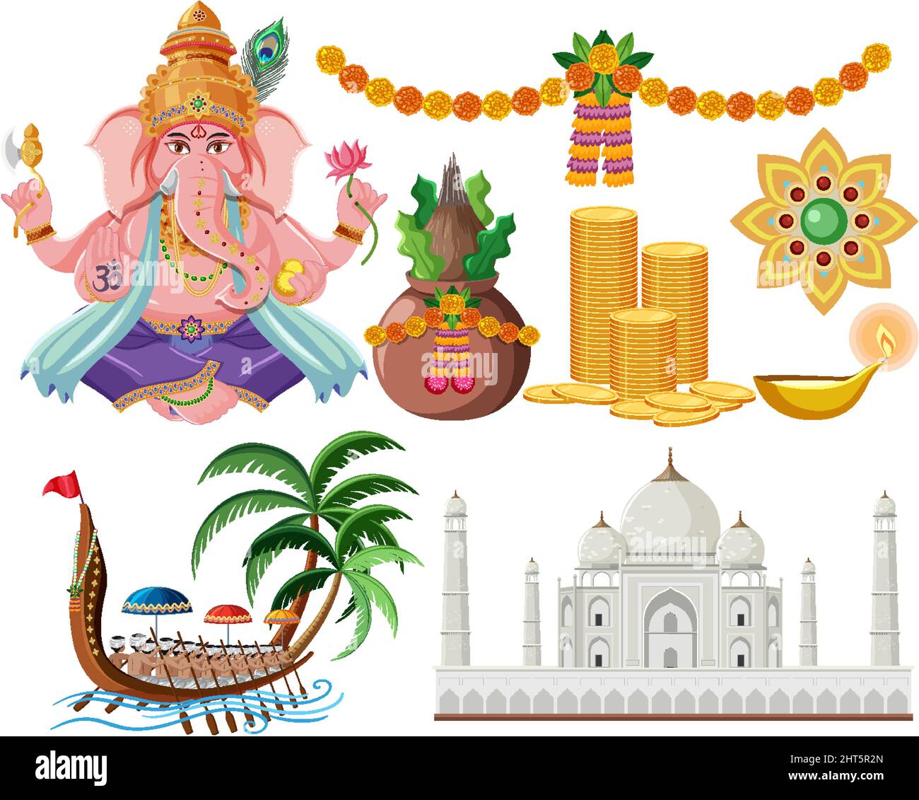 Set of indian god and offerings illustration Stock Vector Image & Art ...
