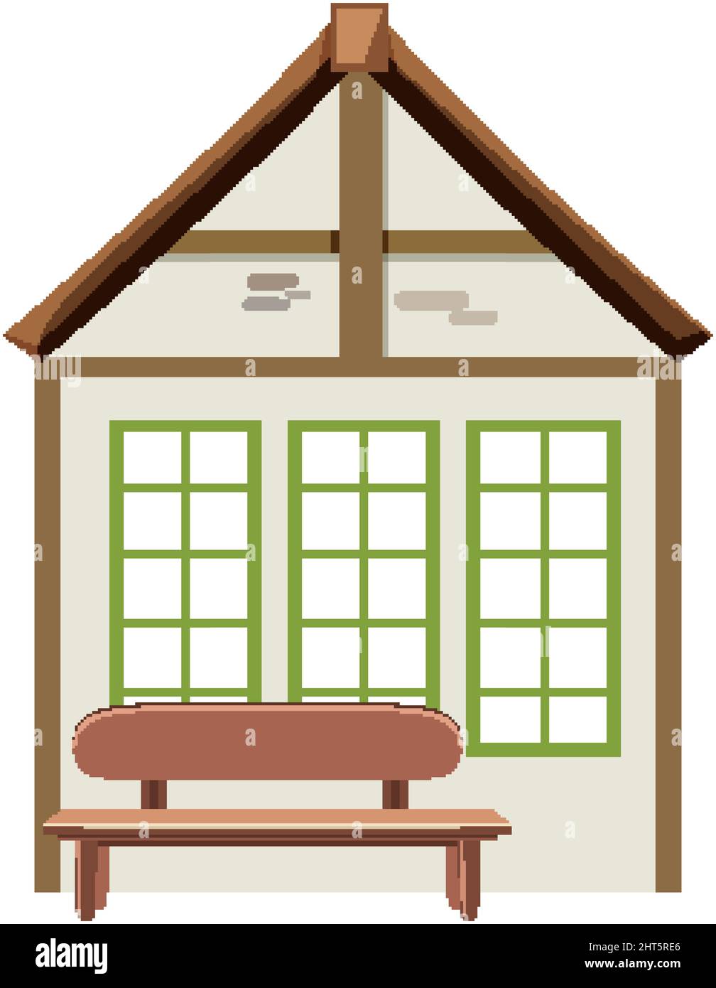 A wooden bench in front of the house illustration Stock Vector Image ...