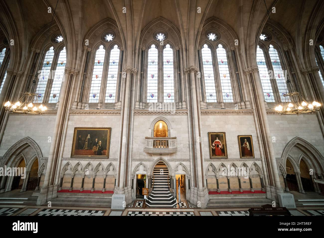 A view of the main hall at the Royal Courts of Justice in central ...