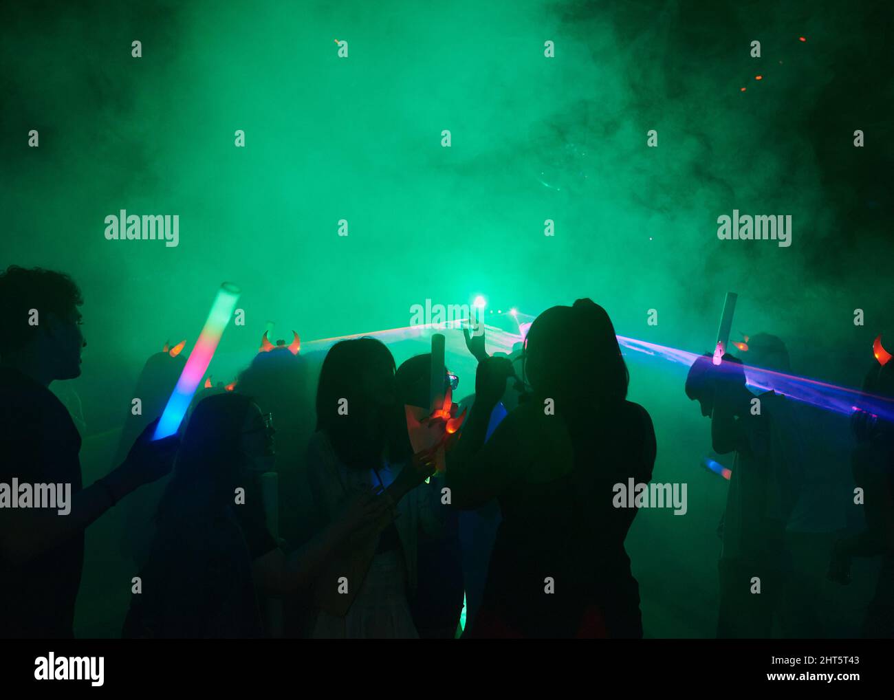 People are dancing in the club with neon lights Stock Photo - Alamy