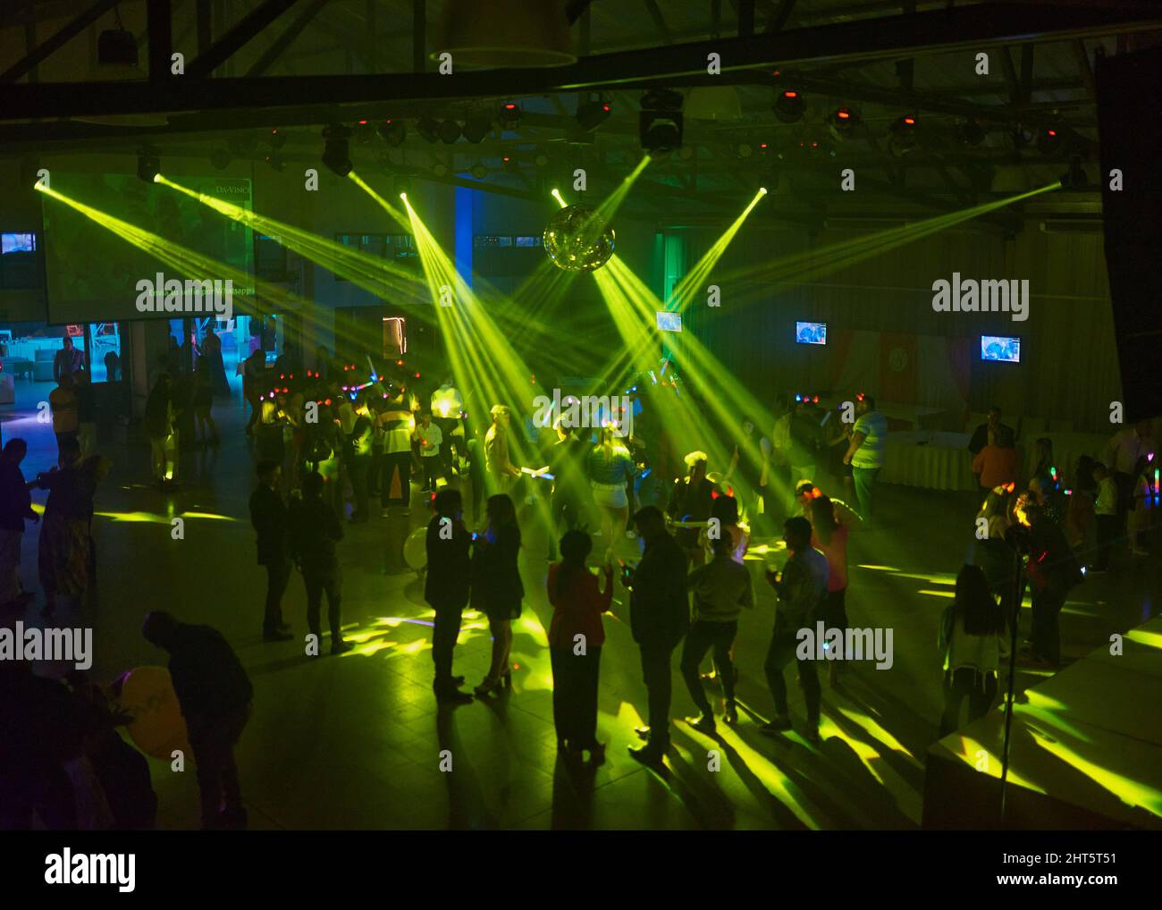 People are dancing in the club with neon lights Stock Photo - Alamy