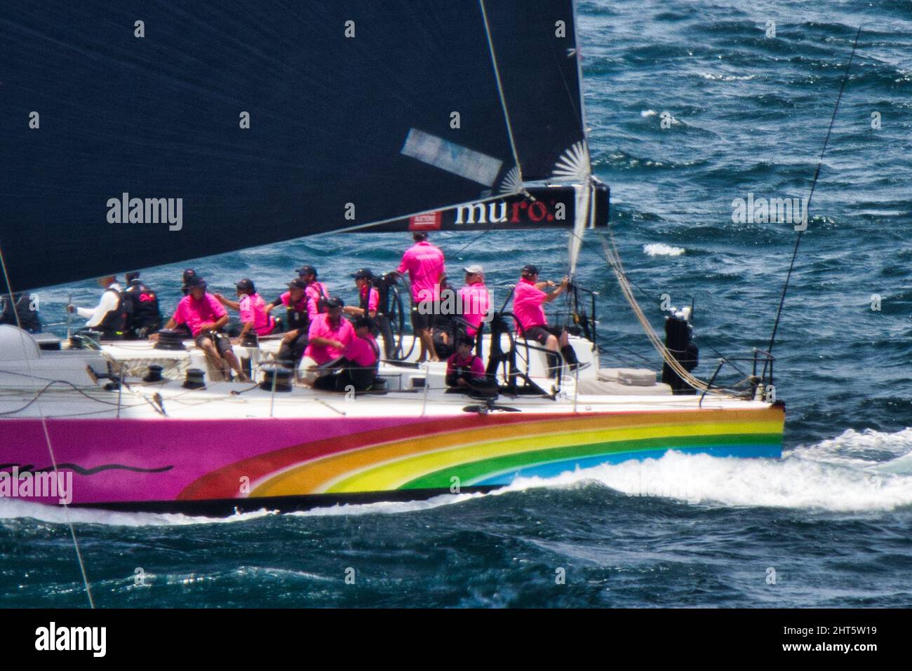 Stefan yacht crew racing on Sydney Harbour during the 2021 Sydney to ...