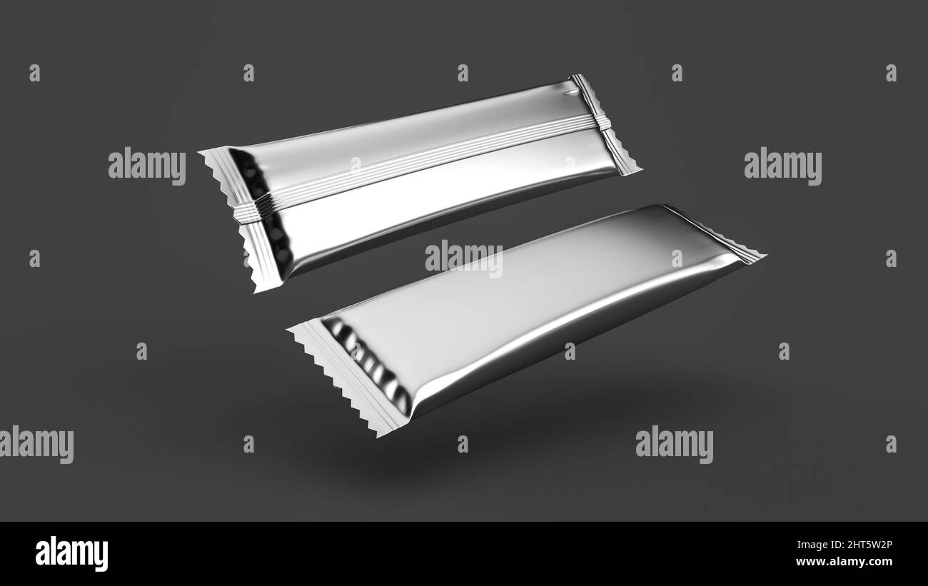 3d render of Universal mockups of blank packaging sticks, Front and ...