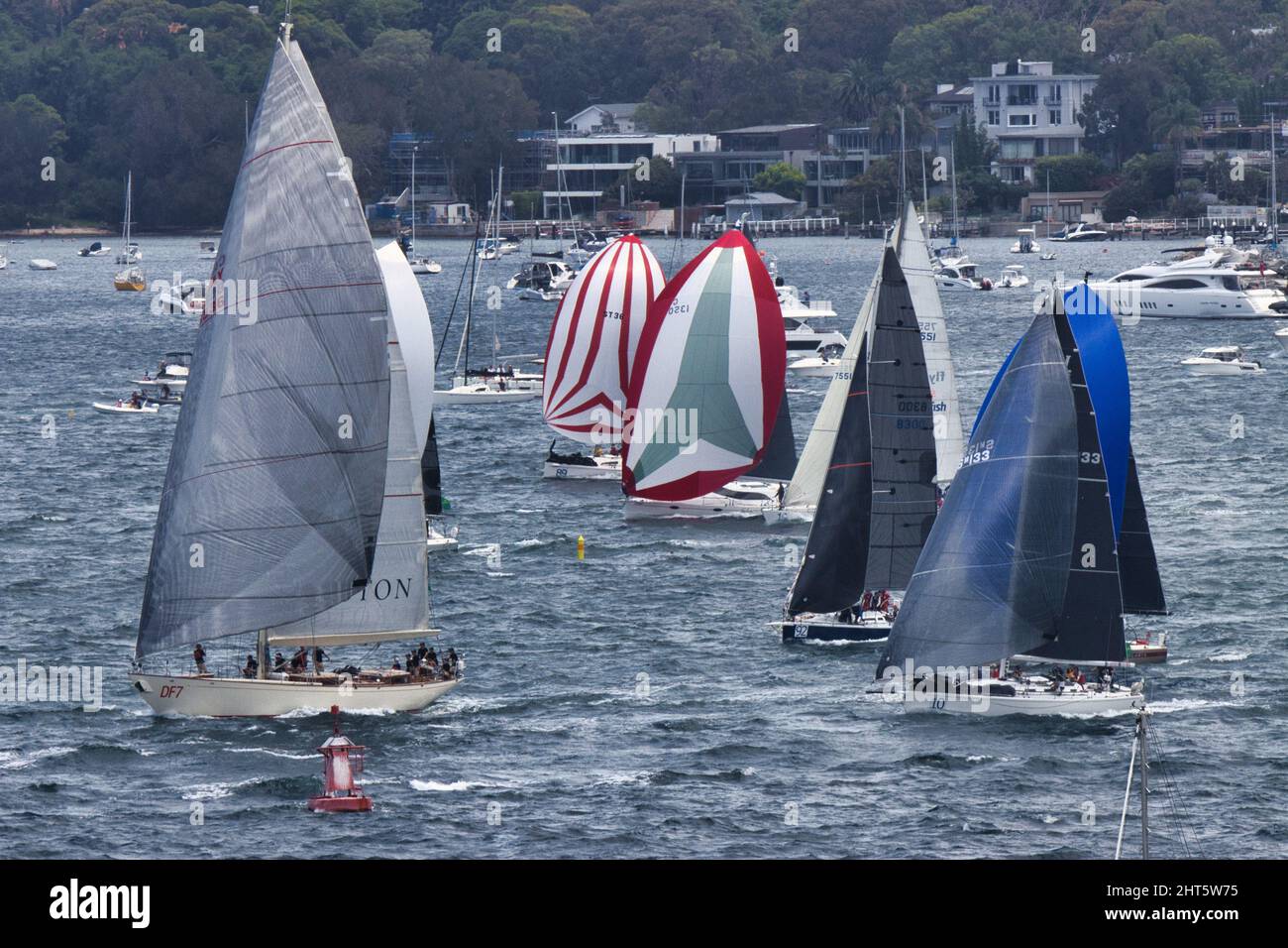 Small yachts on Sydney Harbour during the 2021 Sydney to Hobart Yacht ...