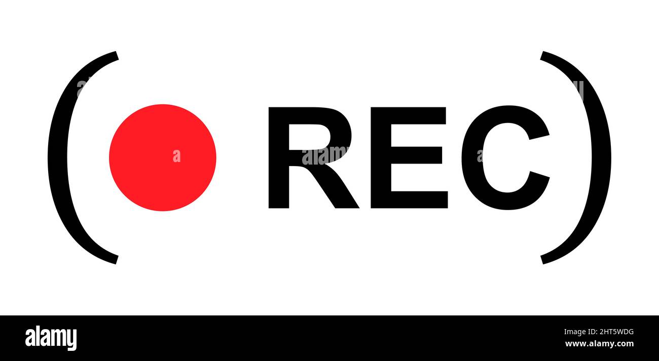 Recording sign button, red app panel, rec, vector symbol isolated on ...