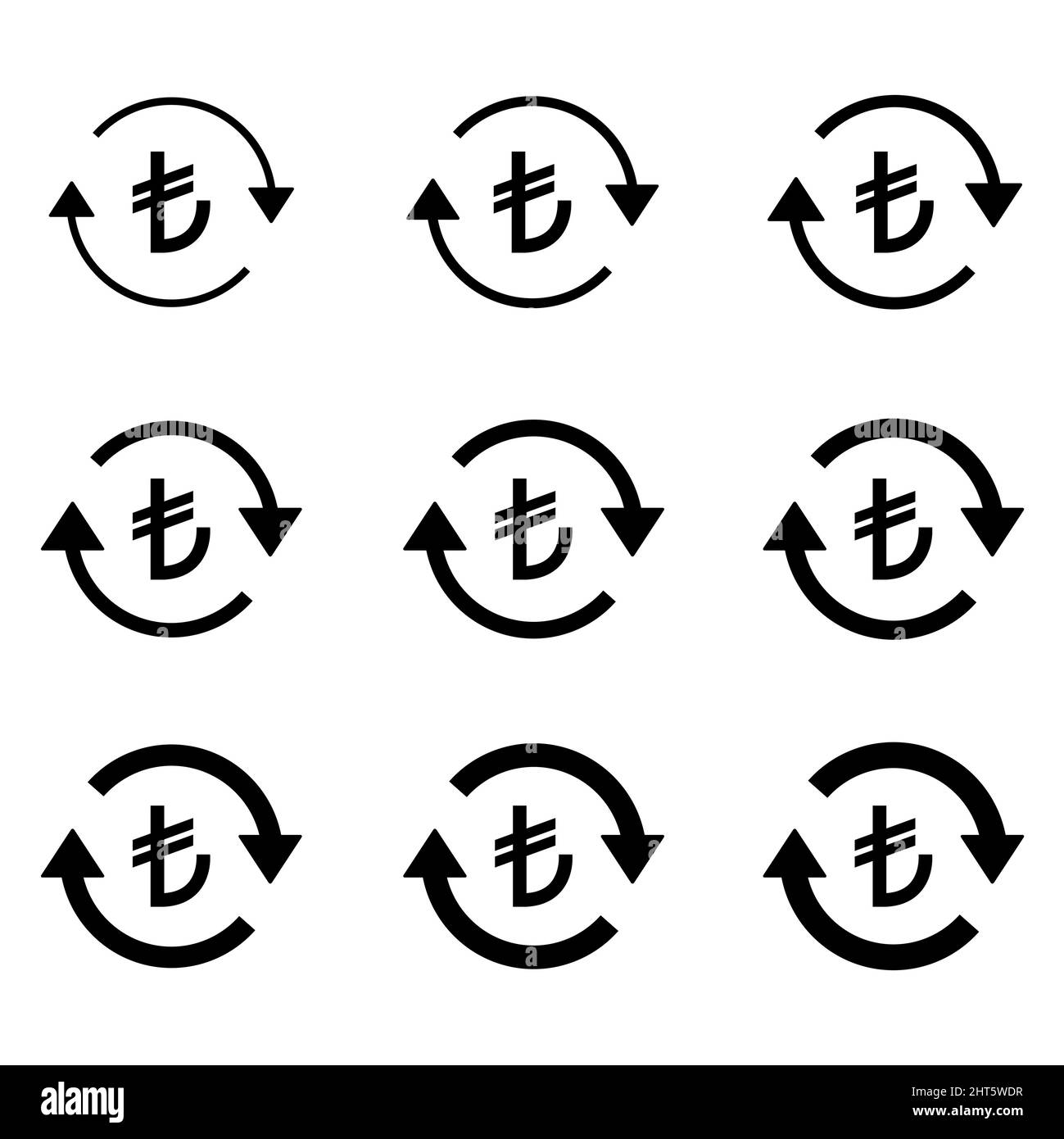 Set of turkish lira money icon, Collection of tl business sign, market ...