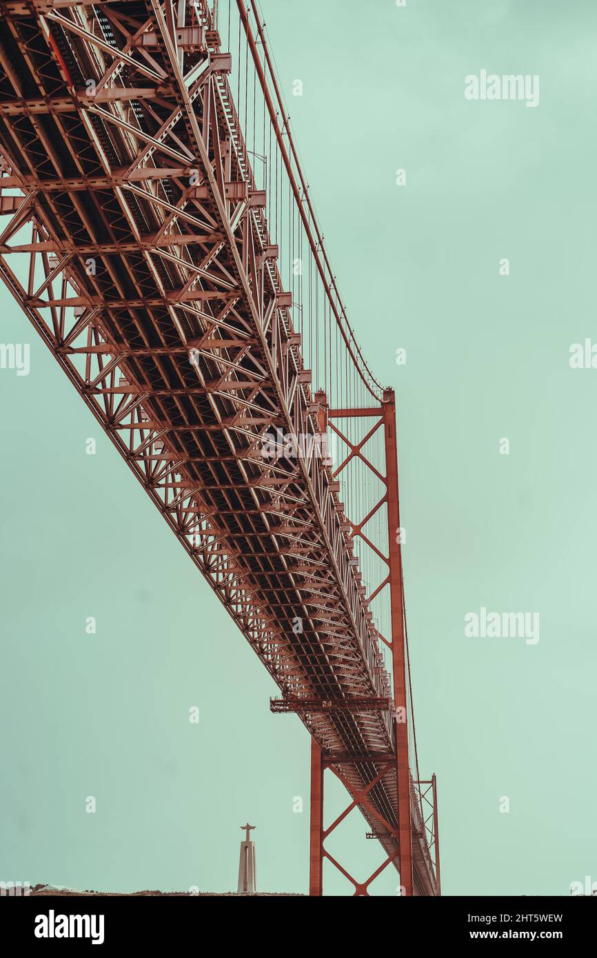 Underside of the Golden Gate Bridge, showing the support structure ...