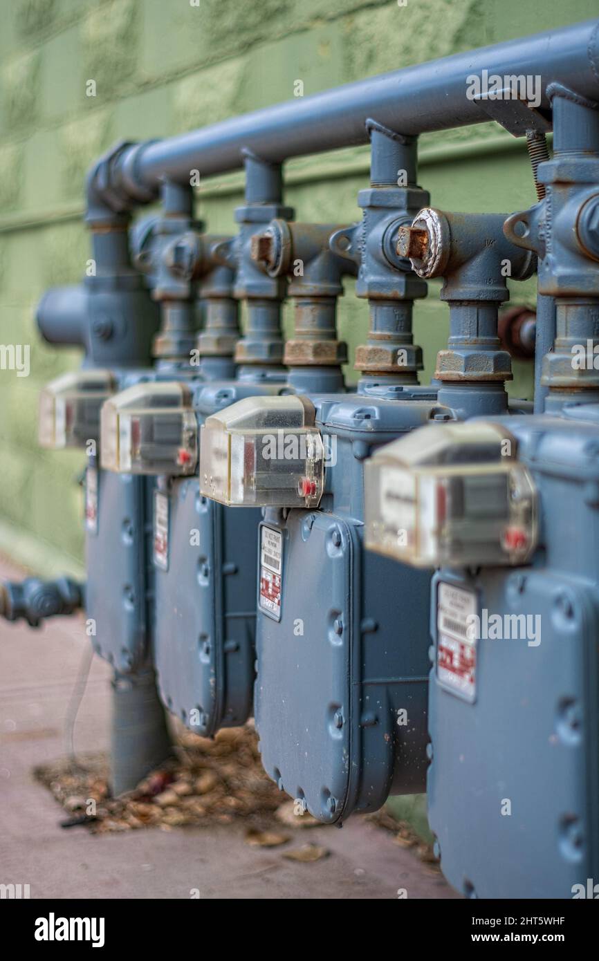 Row of gas meters hi-res stock photography and images - Alamy