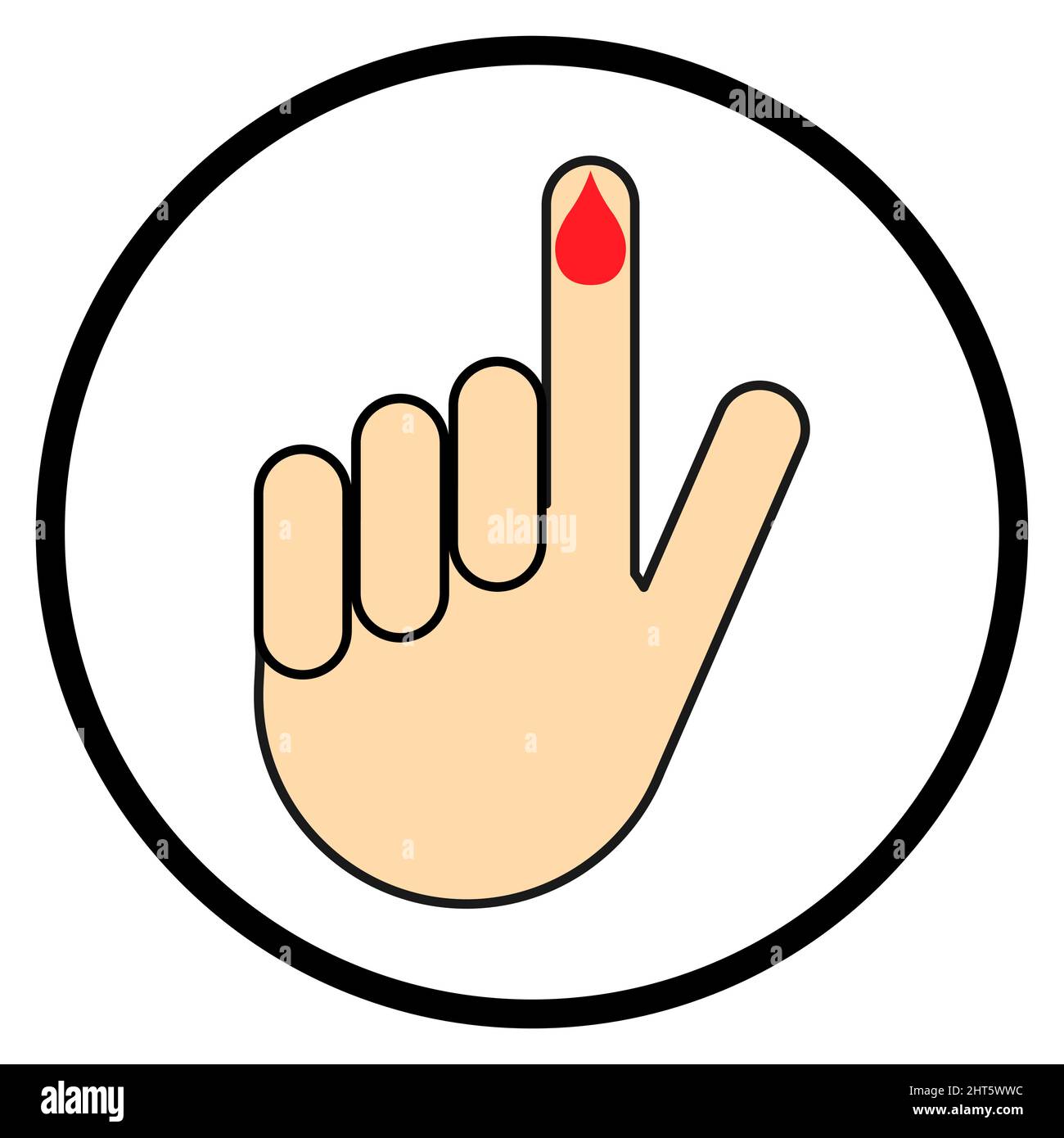 Hand finger with drop blood icon, medical health test symbol, control ...