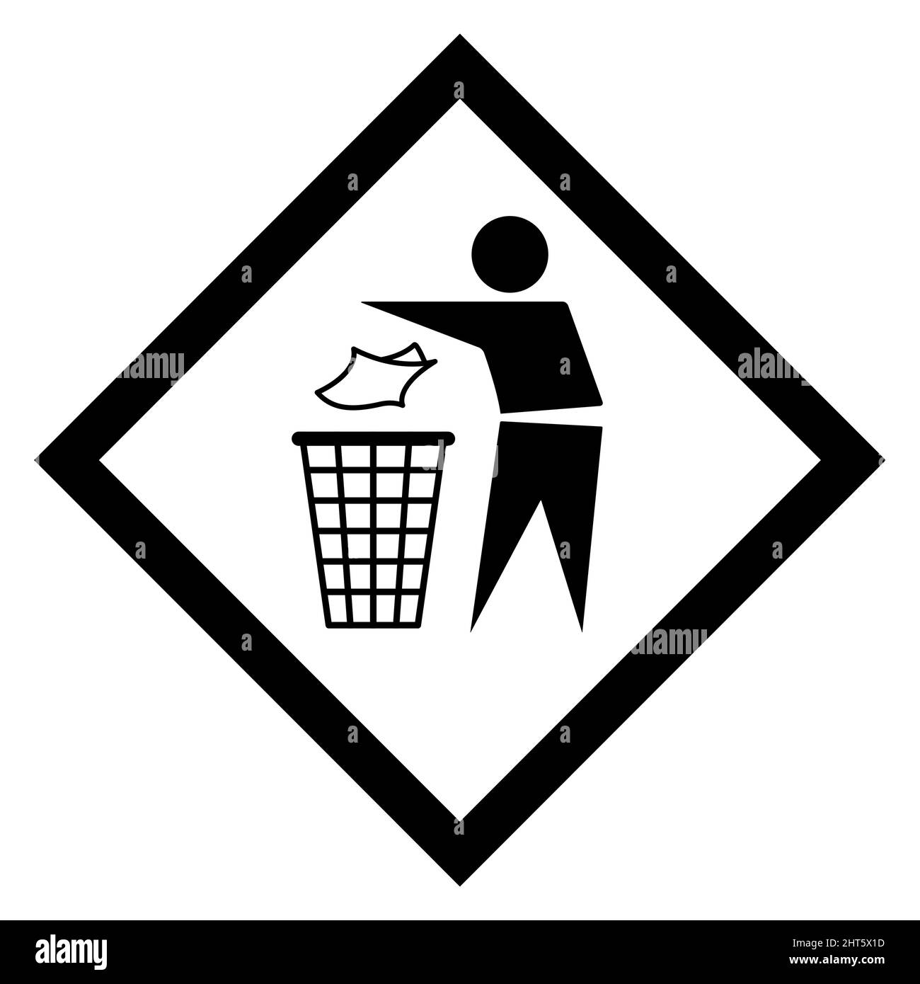 Do not litter flat icon in black rhombus isolated on white background. Keep it clean vector ...