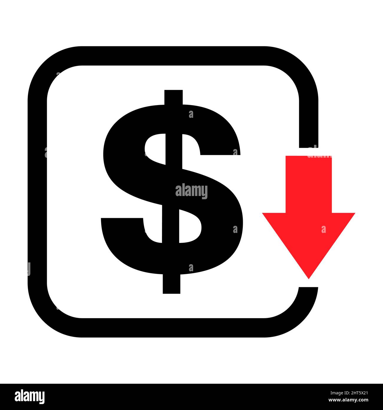 Cost reduction- decrease dollar icon. Vector symbol image isolated on background Stock Vector ...