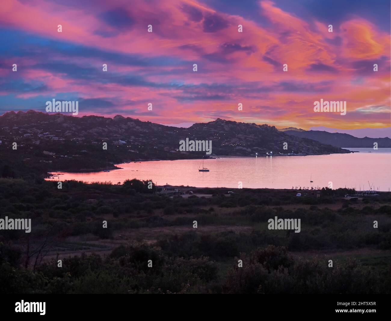Palau, Sardinia, Italy. Sunset on Porto Rafael bay Stock Photo - Alamy